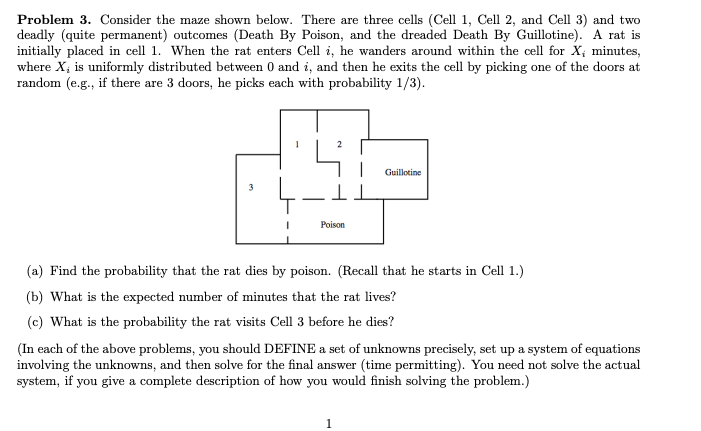 Consider the maze shown below. There are three cells | Chegg.com