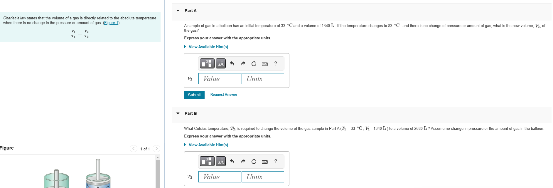 Solved Charles's law states that the volume of a gas is | Chegg.com
