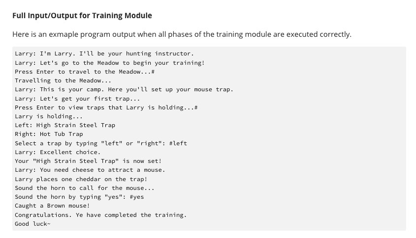 Solved Full Input/Output for Training Module Here is an | Chegg.com