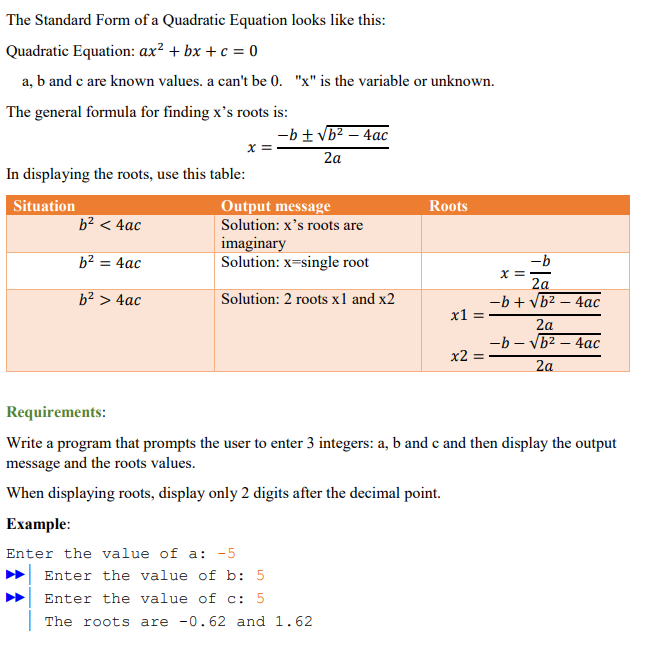 Solved The Standard Form of a Quadratic Equation looks like | Chegg.com