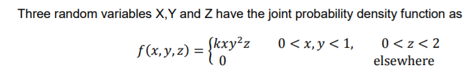 Solved Three random variables X, Y and Z have the joint | Chegg.com