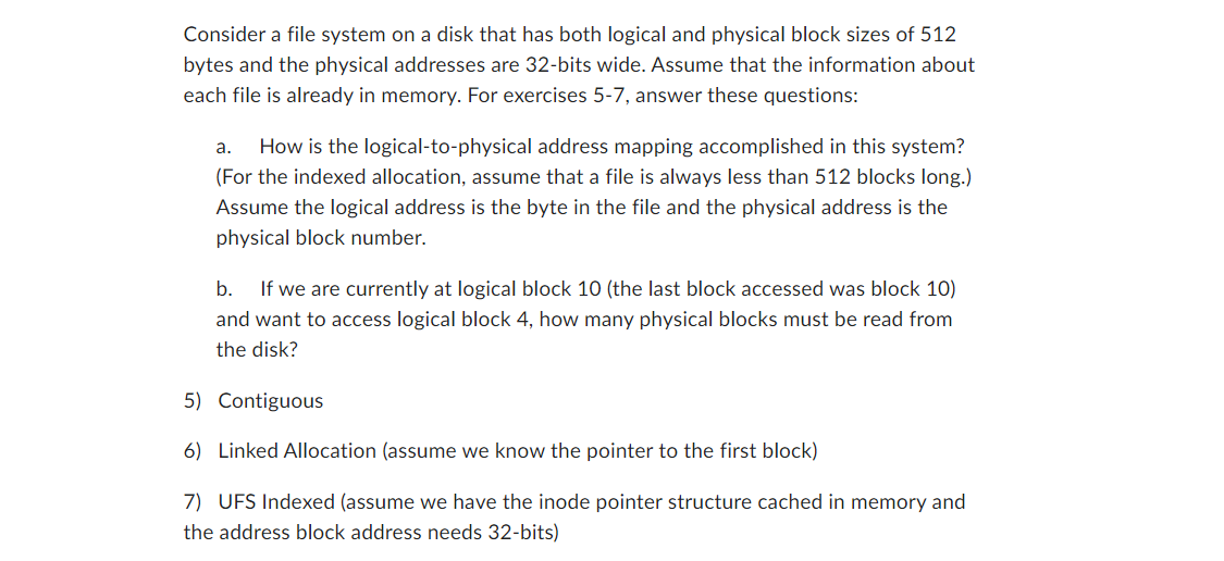 Solved Consider a file system on a disk that has both | Chegg.com