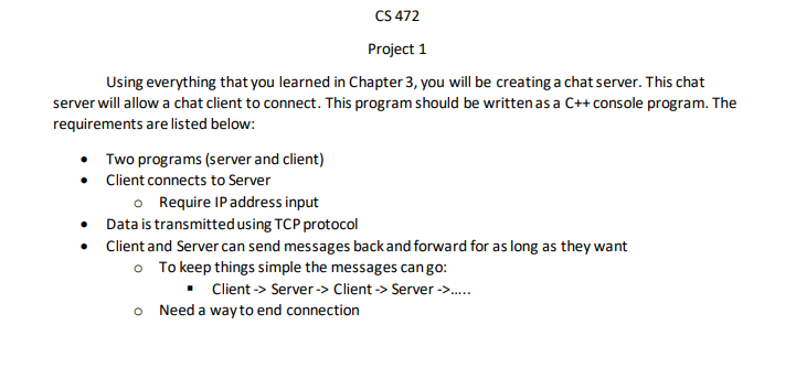 CS 472 Project 1 Using everything that you learned in | Chegg.com