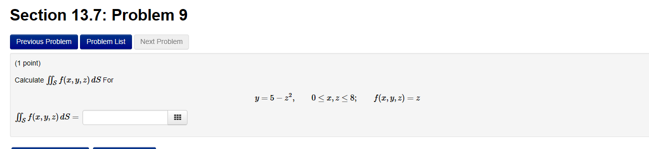 Solved Section 13.7: Problem 9 Previous Problem Problem List | Chegg.com