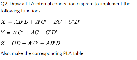 Solved 2. Draw a PLA internal connection diagram to | Chegg.com