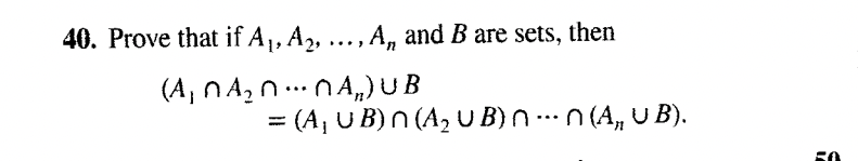 Solved 40. Prove that if A1,A2,…,An and B are sets, then | Chegg.com