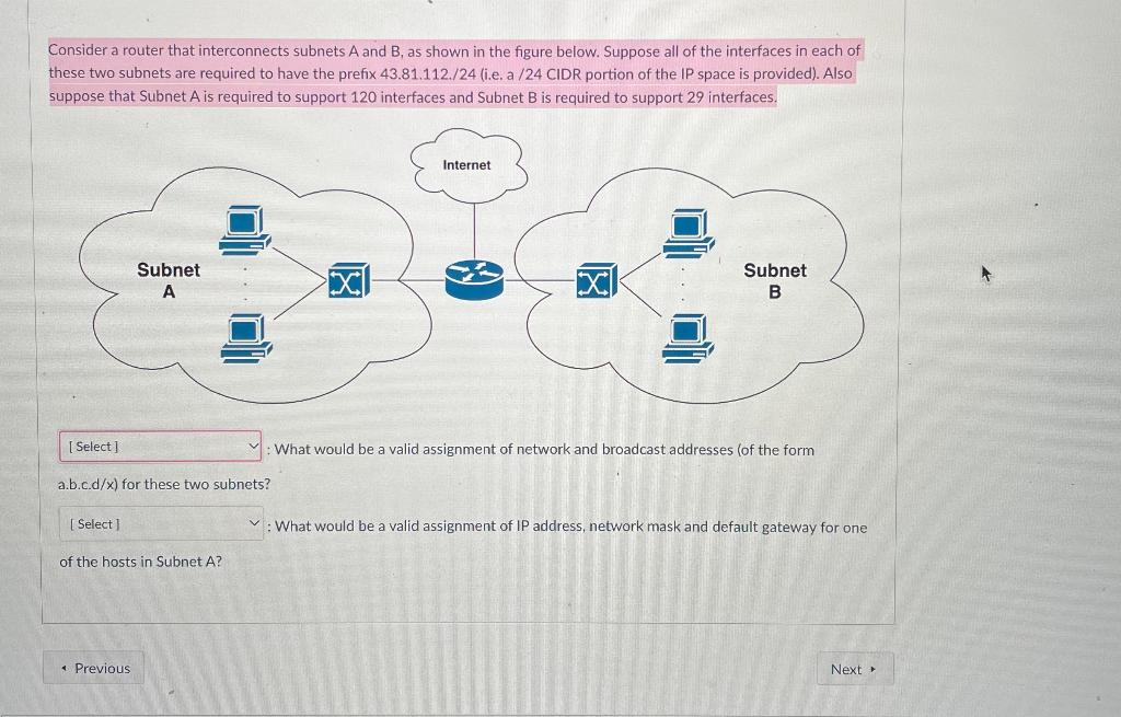 Solved Consider a router that interconnects subnets A and B, | Chegg.com