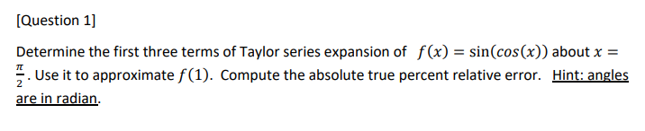 Solved (Question 1] Determine the first three terms of | Chegg.com