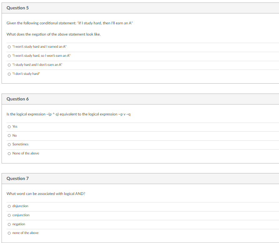 Solved Question 5 Given The Following Conditional Statement 1154