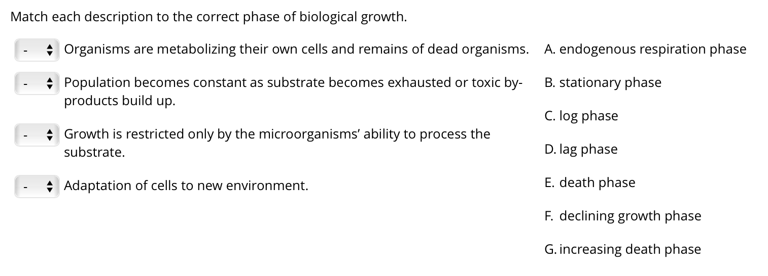 Solved Match each description to the correct phase of | Chegg.com