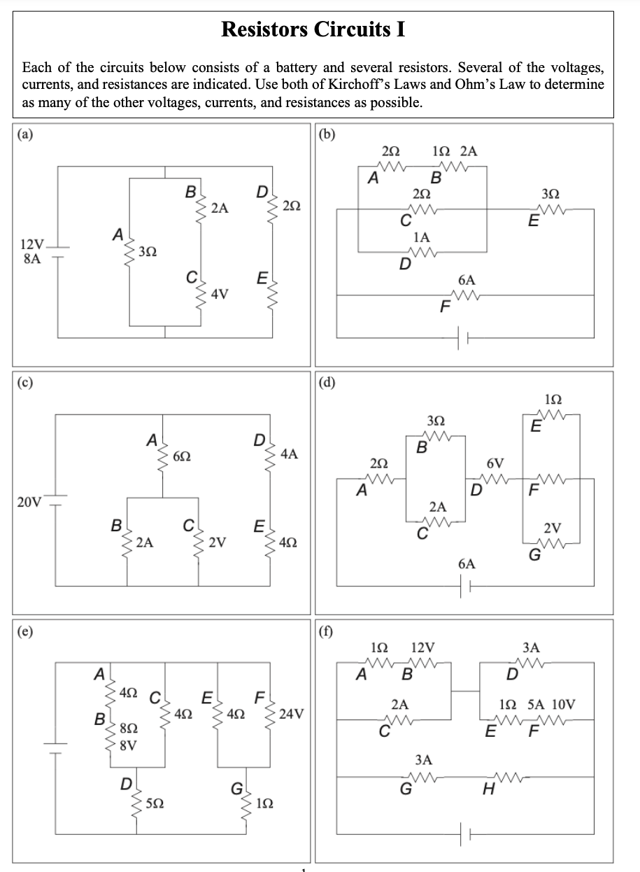 Solved Resistors Circuits I Each of the circuits below | Chegg.com
