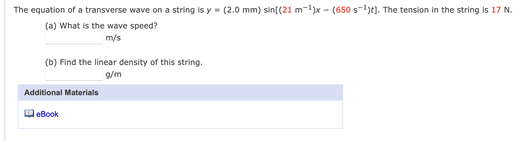 Solved The equation of a transverse wave on a string is | Chegg.com