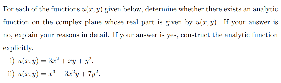 Solved For each of the functions u(x, y) given below, | Chegg.com