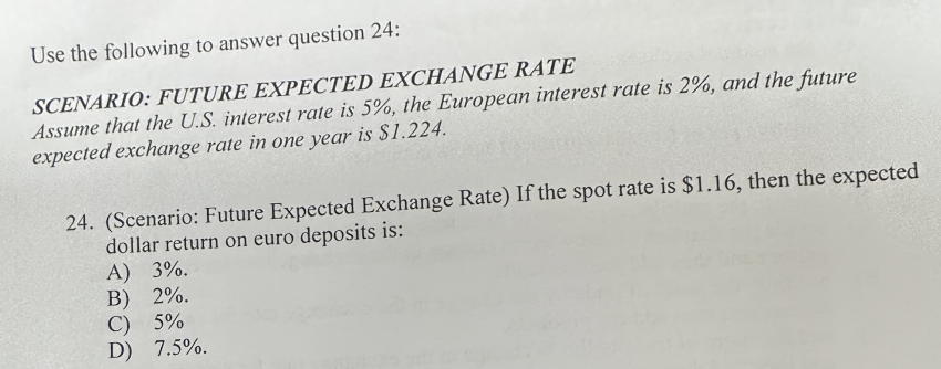 Use the following to answer question 24 . SCENARIO: | Chegg.com