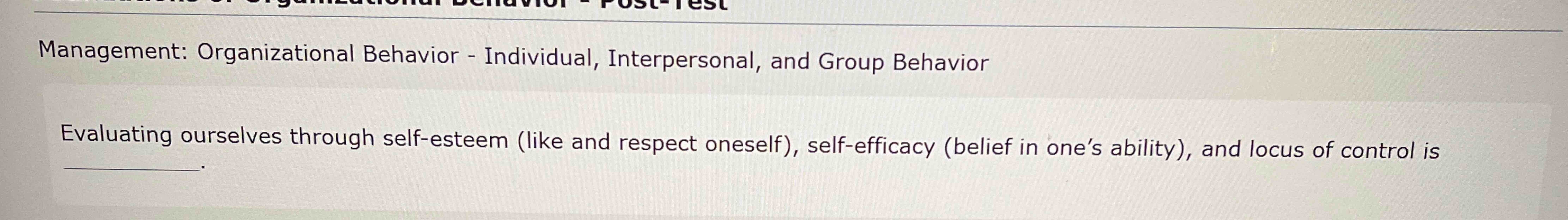 Solved Management: Organizational Behavior - ﻿Individual, | Chegg.com