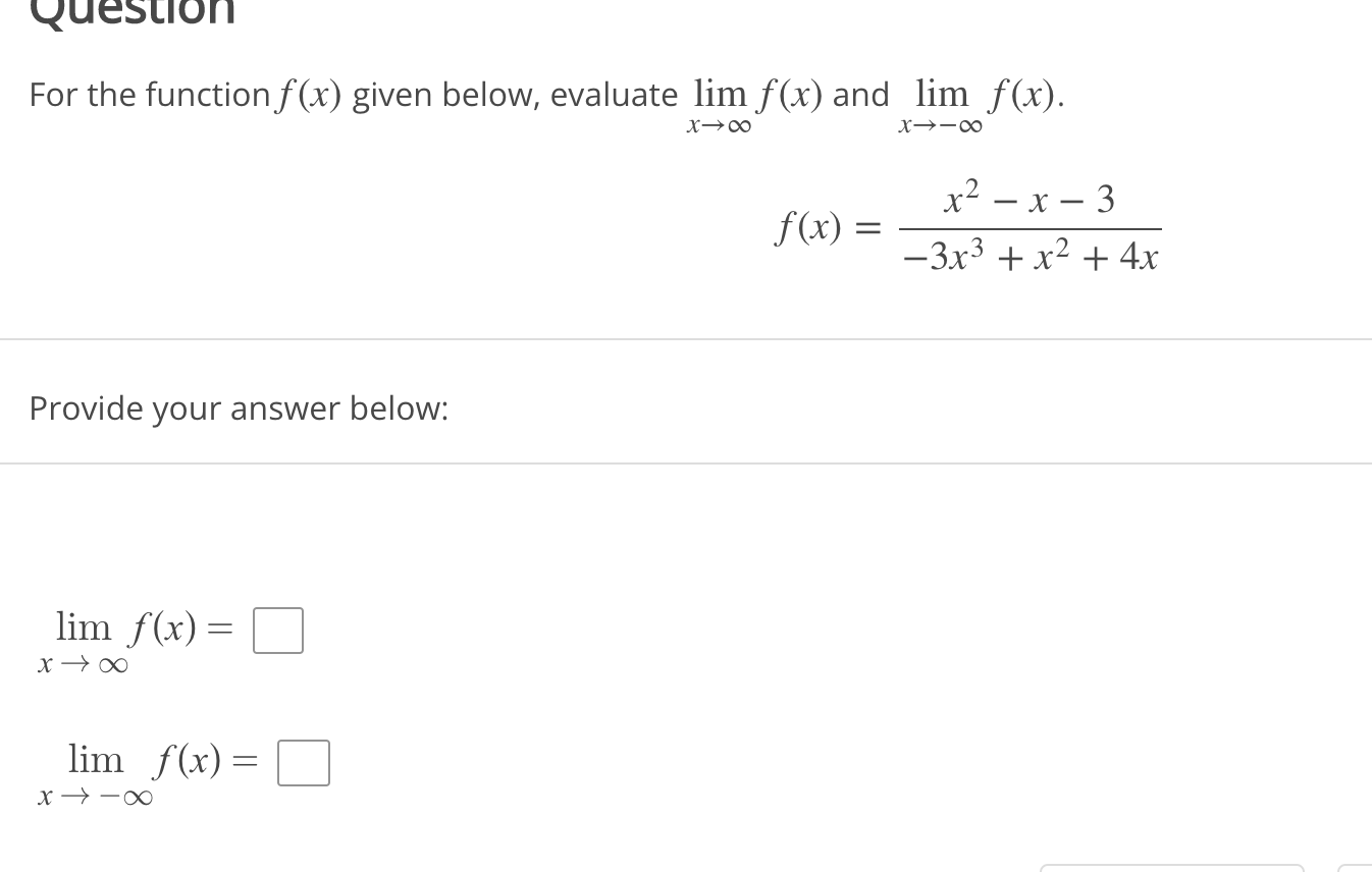 Solved lon For the function f(x) given below, evaluate lim | Chegg.com