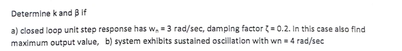 Solved G(s) = k(S+2)/ [S2 + B 5 + 1] Determine k and B if | Chegg.com