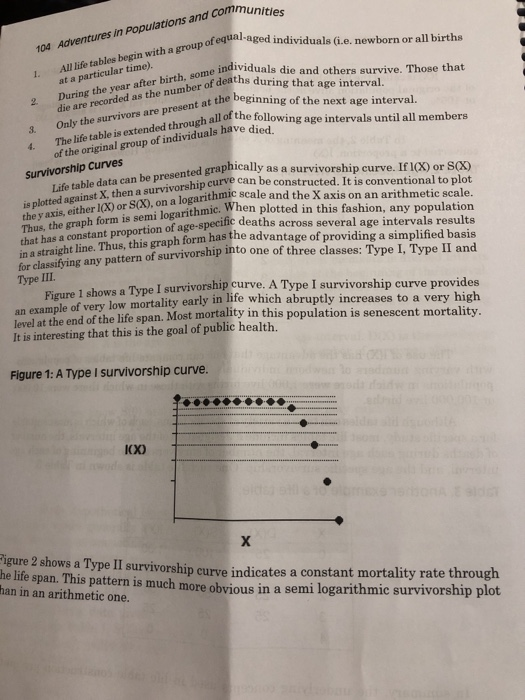 Solved Life Tables 109 Pre-Lab Questions (Please complete | Chegg.com