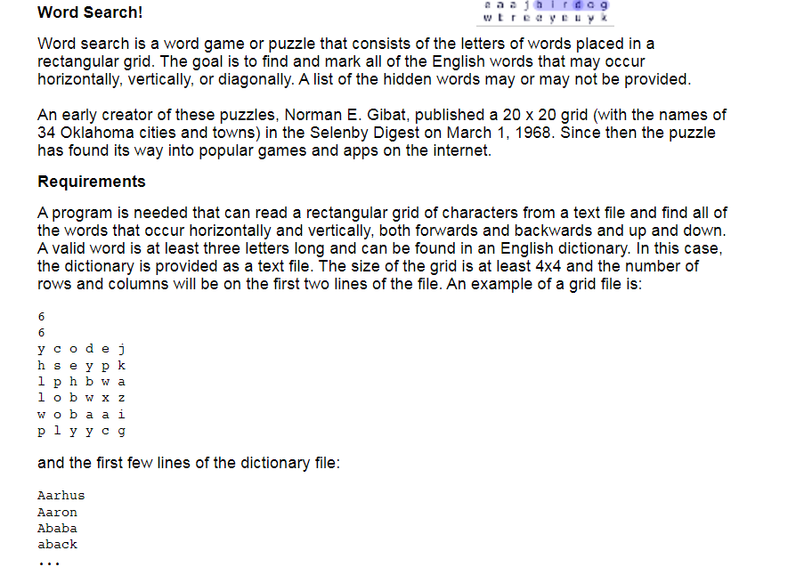 Solved Word Search! ea. wtreye uya Word search is a word | Chegg.com
