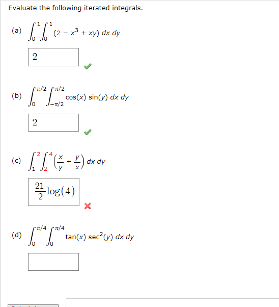 Solved Evaluate the following iterated | Chegg.com