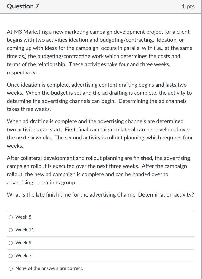 Solved At M3 Marketing a new marketing campaign development | Chegg.com