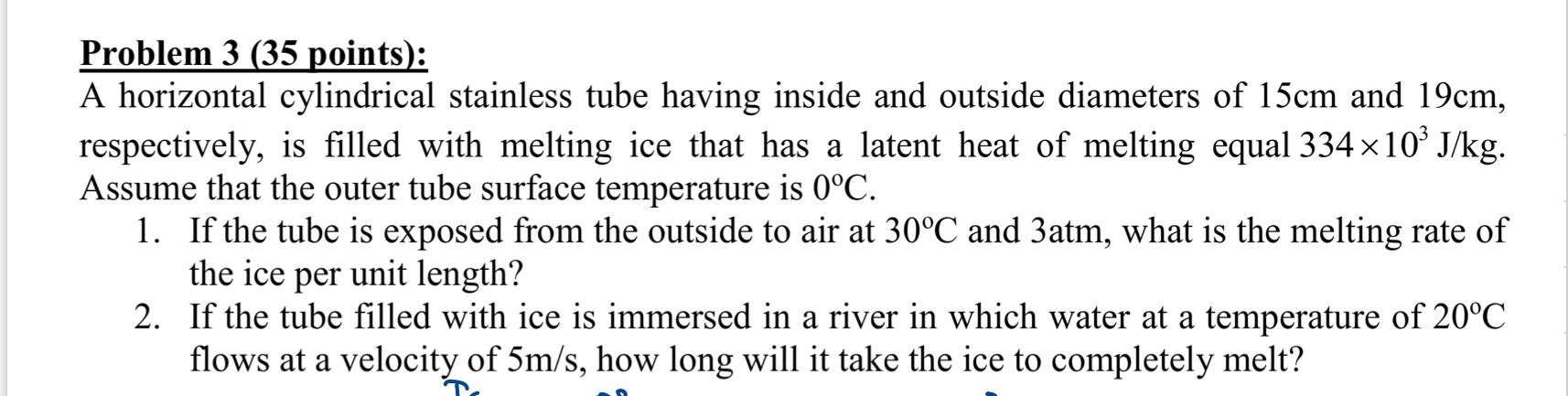 Solved Problem 3 (35 points): A horizontal cylindrical | Chegg.com