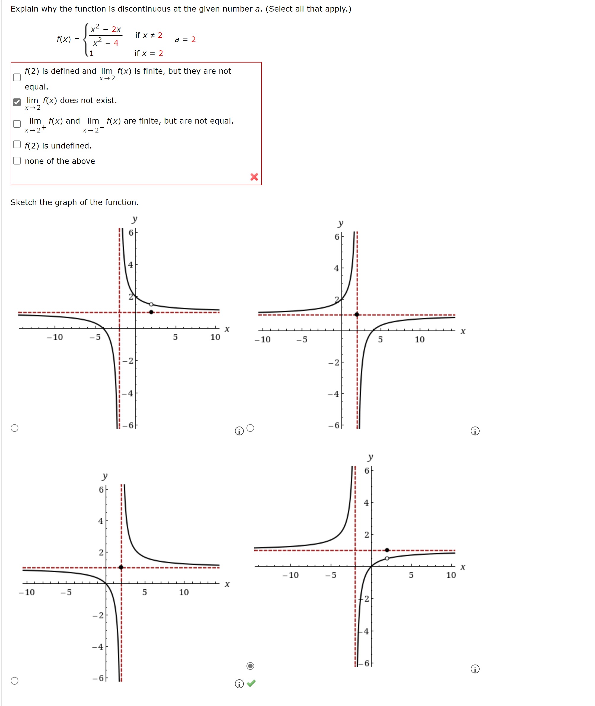 Solved Explain why the function is discontinuous at the | Chegg.com