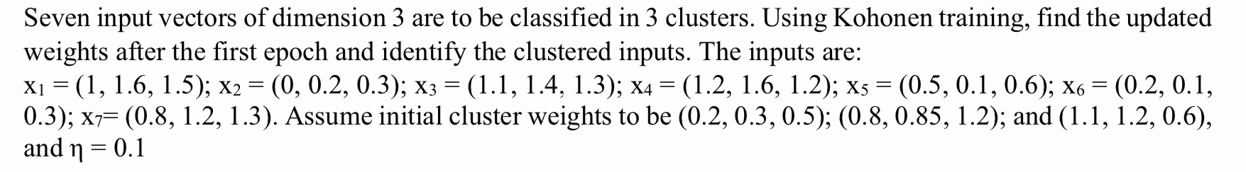 Solved Seven Input Vectors Of Dimension 3 are To Be