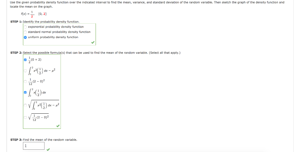 Solved Use the given probability density function over the | Chegg.com