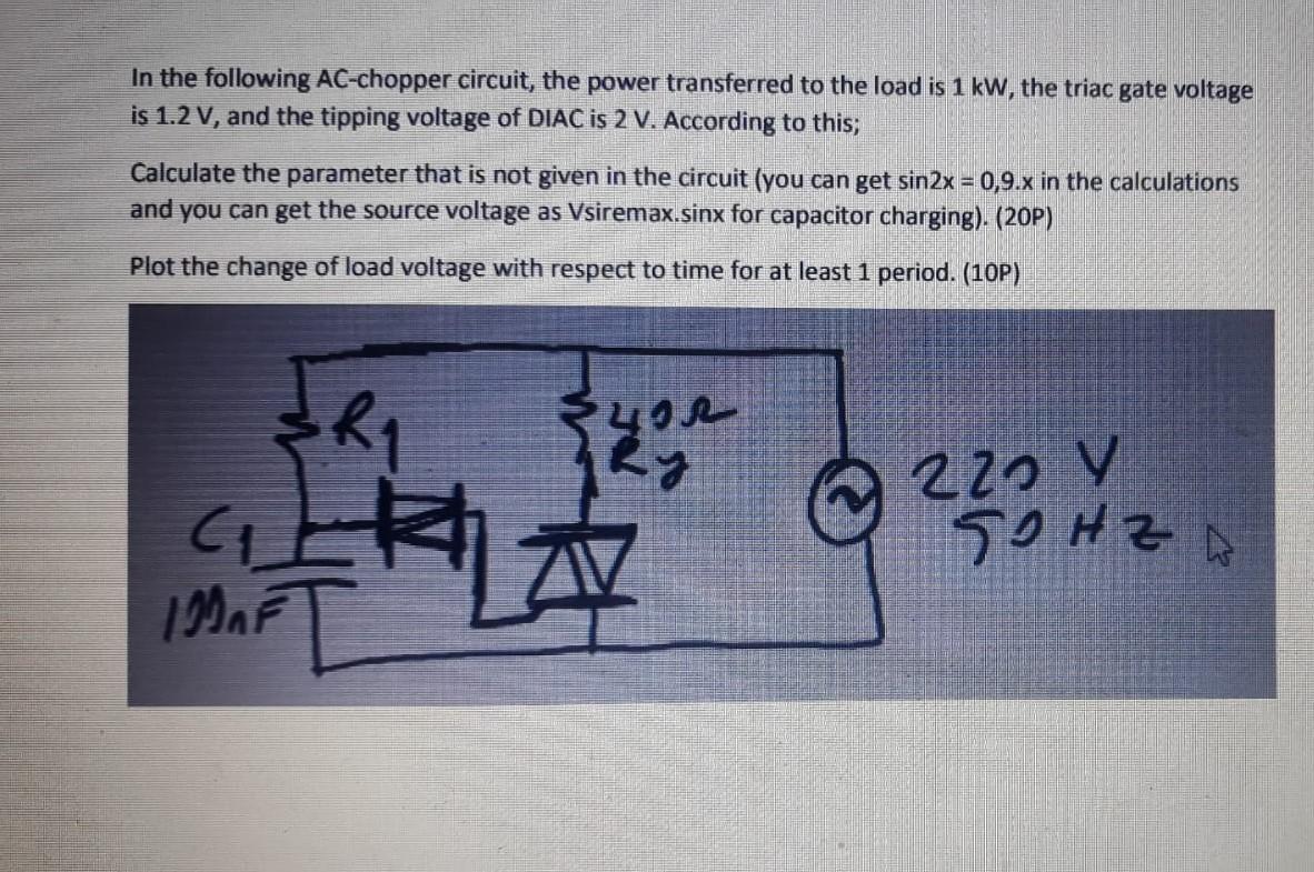 Solved In the following AC-chopper circuit, the power | Chegg.com