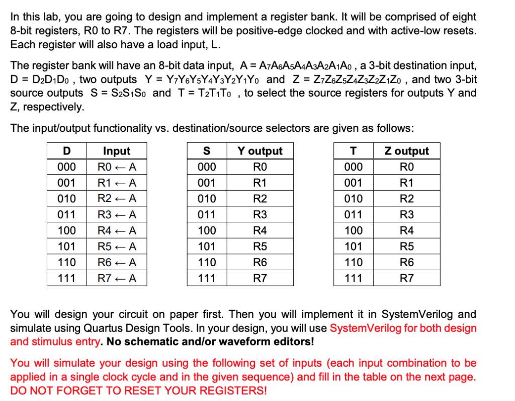 In this lab, you are going to design and implement a | Chegg.com
