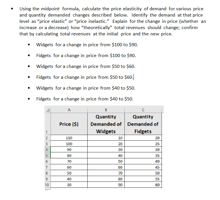 Solved Using the midpoint formula, calculate the price | Chegg.com