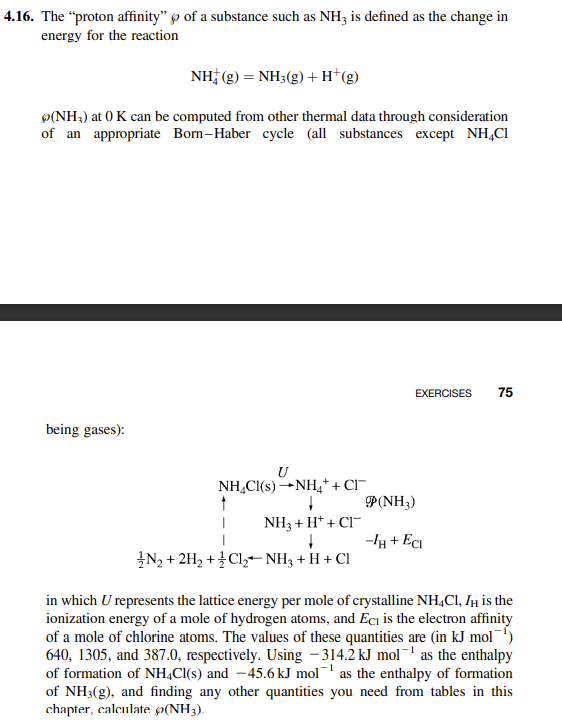 Solved 16. The "proton affinity" ρ of a substance such as | Chegg.com