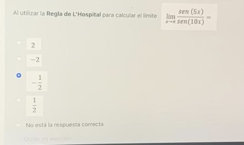 Solved Al utilizar la Regla de L'Hospital para calcular el | Chegg.com