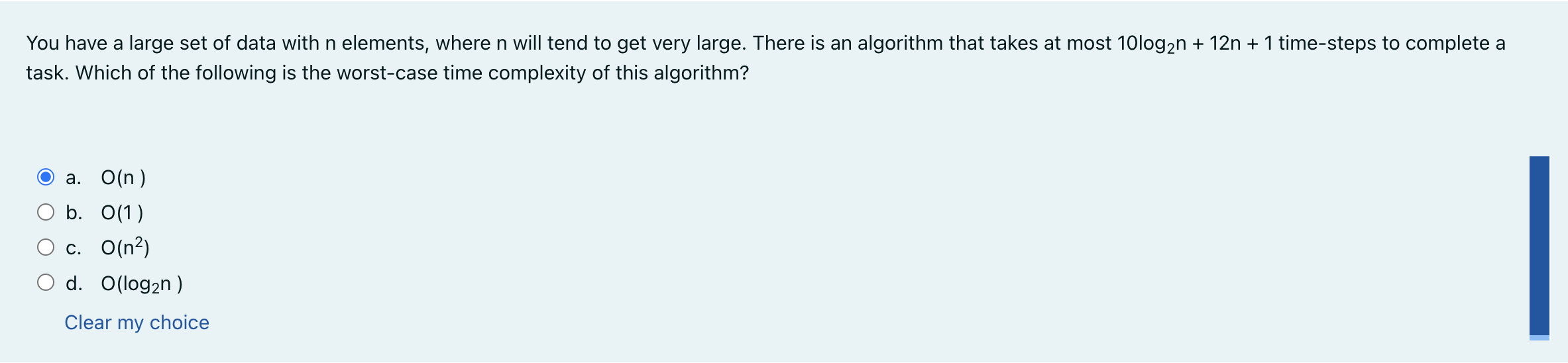 Solved You have a large set of data with n elements, where n | Chegg.com