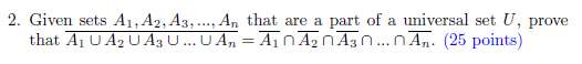 Solved 2. Given sets A1,A2,A3,…,An that are a part of a | Chegg.com