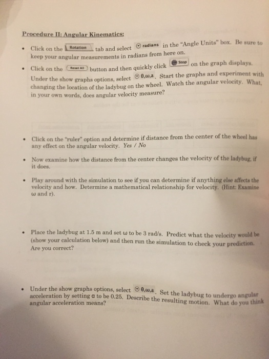 Click on the Rotation tab and select radians in the | Chegg.com