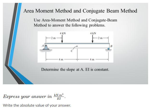 Solved Area Moment Method and Conjugate Beam Method Use | Chegg.com