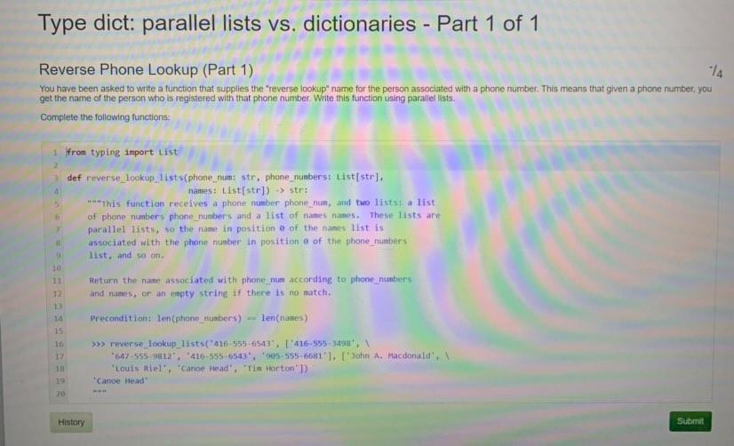 Solved Type dict: parallel lists vs. dictionaries - Part 1 | Chegg.com