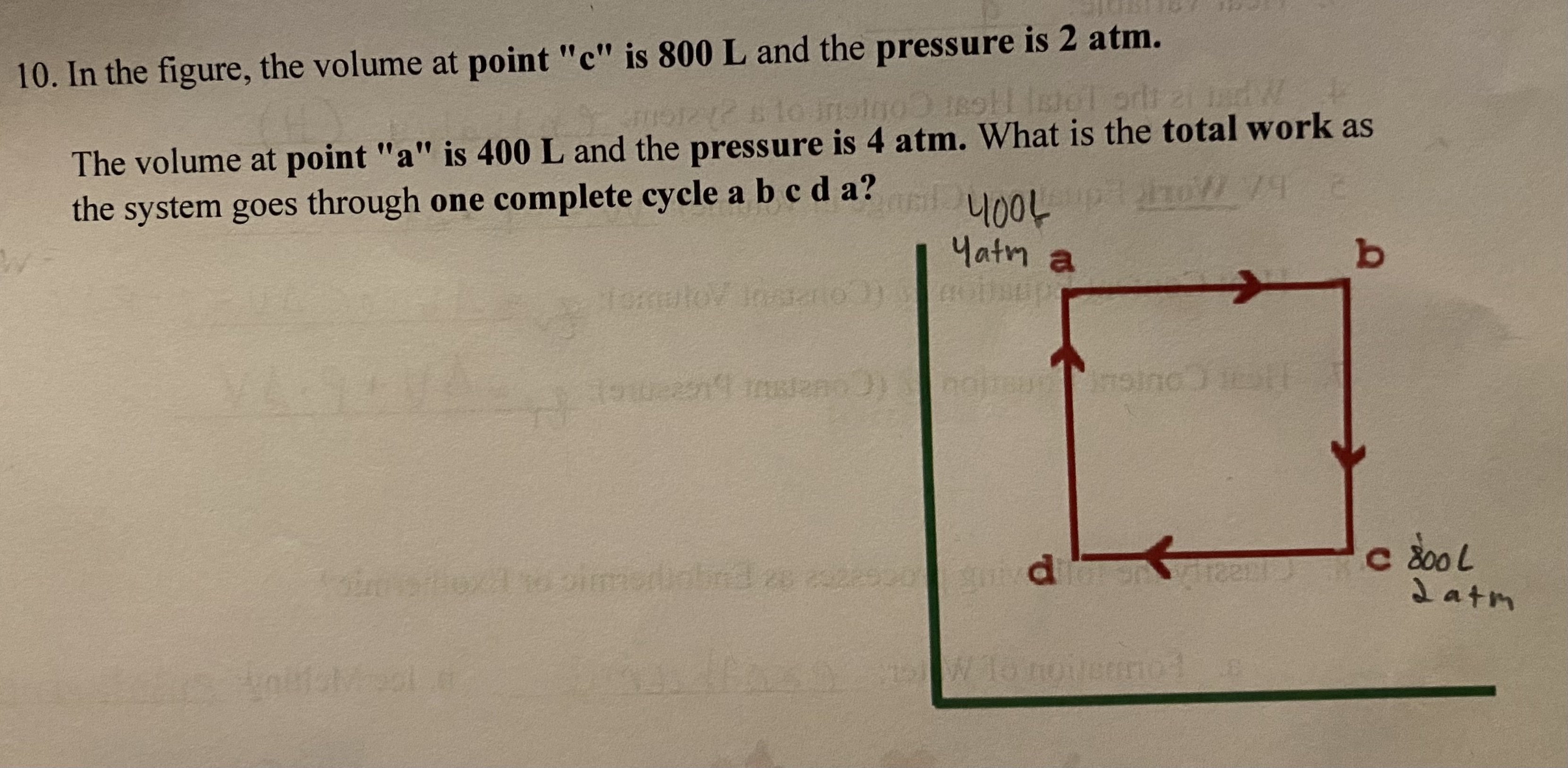 Solved In the figure, the volume at point "c" ﻿is 800L ﻿and | Chegg.com