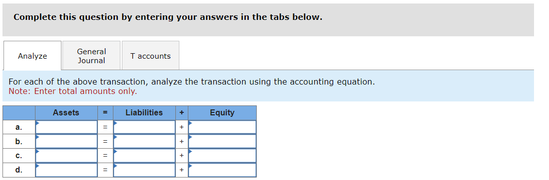 Solved For each transaction, (1) analyze the transaction | Chegg.com
