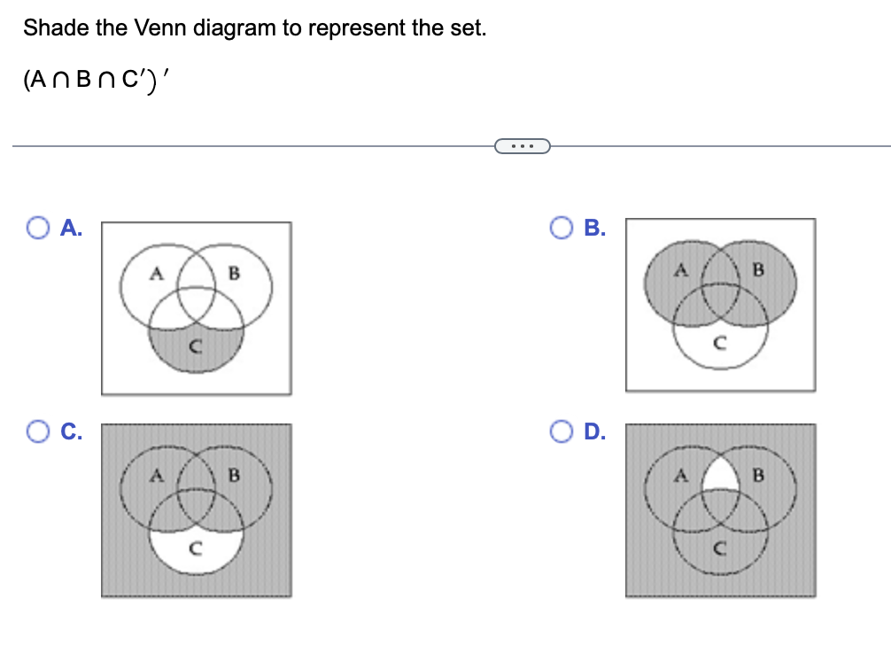 Solved Shade the Venn diagram to represent the set. | Chegg.com
