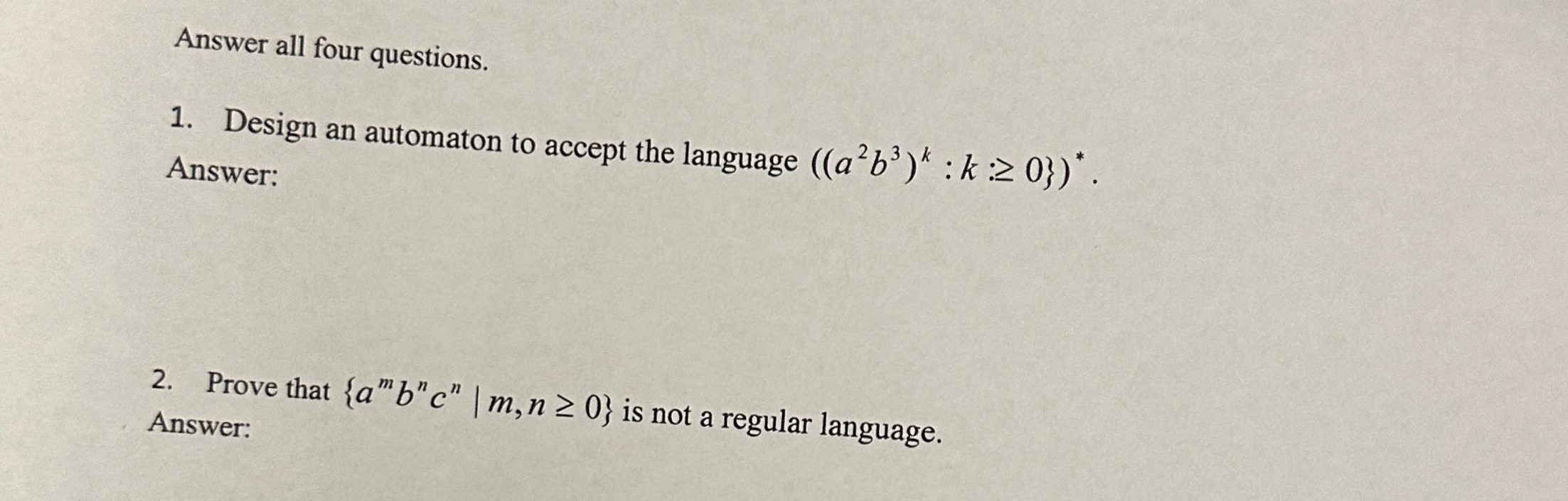 Solved 1. Design an automaton to accept the language | Chegg.com