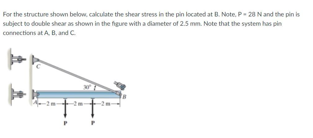 Solved For the structure shown below, calculate the shear | Chegg.com