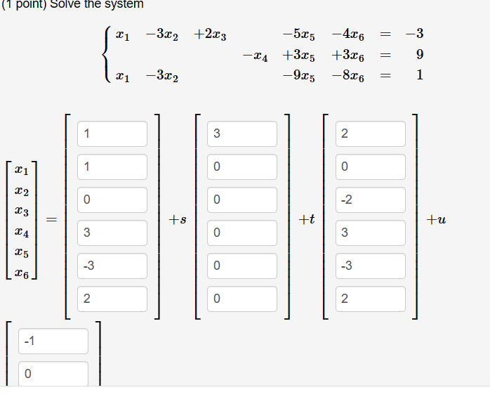 Solved (1 ﻿point) ﻿Solve the | Chegg.com