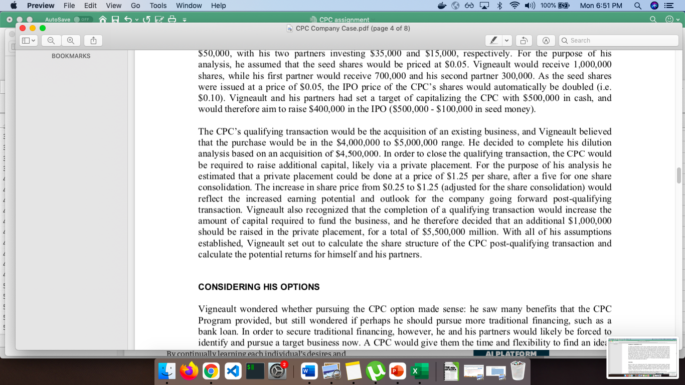 JOSEPH VIGNEAULT & THE CAPITAL POOL COMPANY | Chegg.com