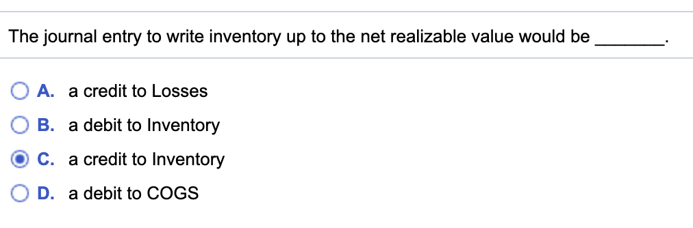 Solved The journal entry to write inventory up to the net | Chegg.com