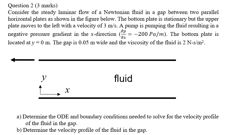 Solved Question 2 (3 marks) Consider the steady laminar flow | Chegg.com