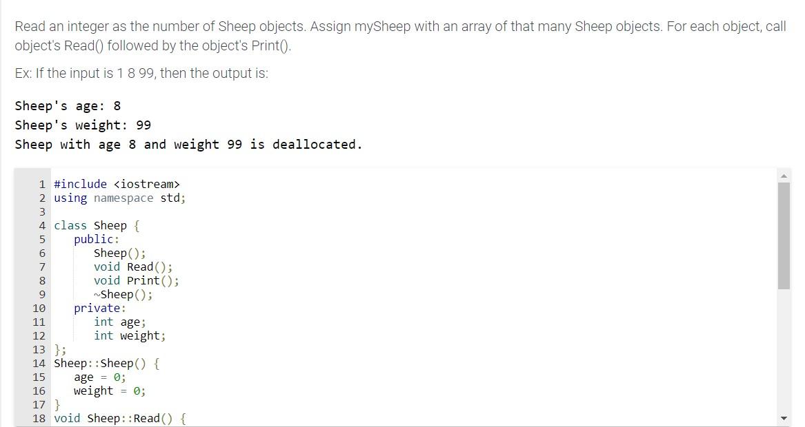 Solved Read An Integer As The Number Of Sheep Objects