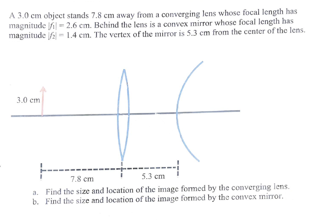 Solved A 3.0 cm object stands 7.8 cm away from a converging | Chegg.com